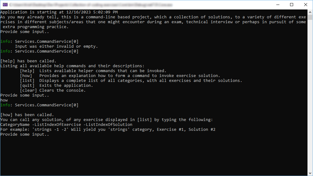 Project | Collection of coding exercises